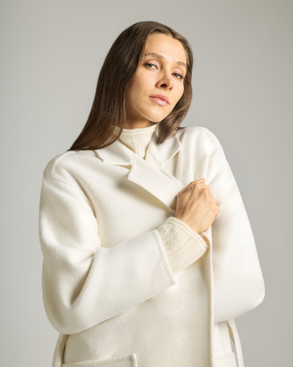 White double cashmere coat