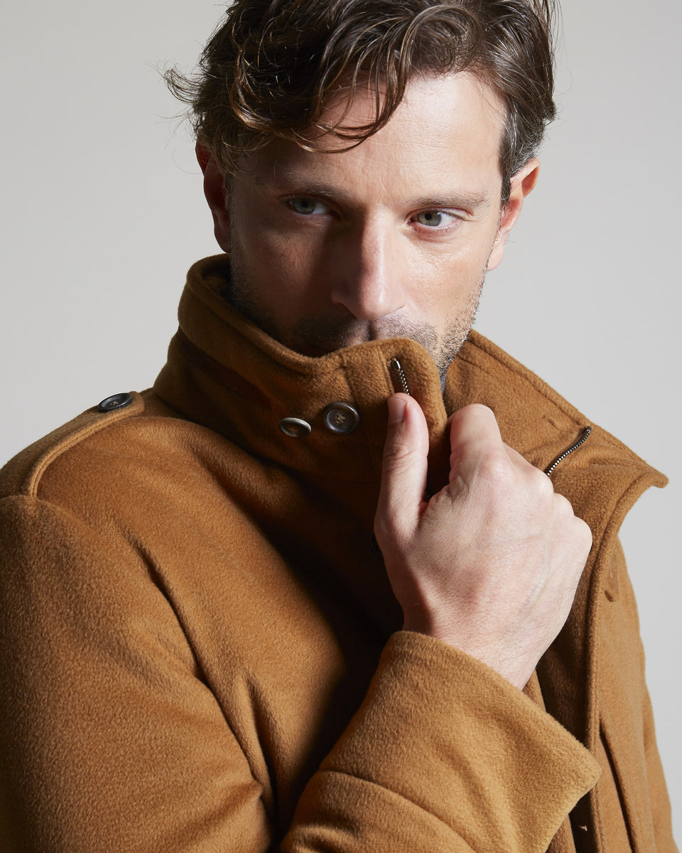 Men's pure vicuna parka in natural colour.
